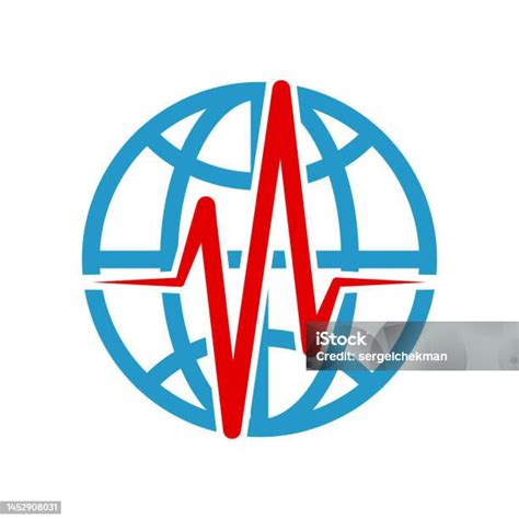 심장 박동이 있는 지구 아이콘입니다 추상 의료 아이콘입니다 로고 디자인 0명에 대한 스톡 벡터 아트 및 기타 이미지 0명