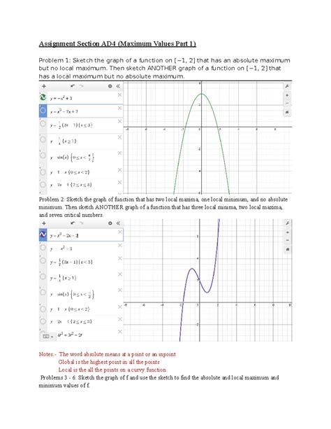 Homework 14 It Gives Examples On How To Find The Max And Min Of A Function It Provides