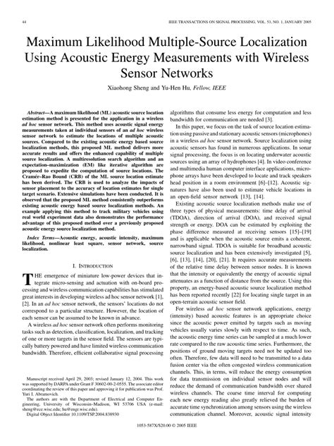 Pdf Maximum Likelihood Multiple Source Localization Using Acoustic