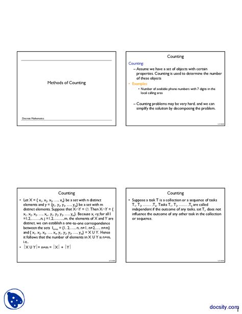 Methods Of Counting Discrete Mathematics Lecture Slides Docsity