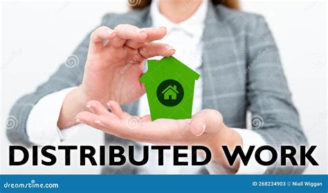 Hand Writing Sign Distributed Work Concept Meaning Practiced By Enterprises Using Network