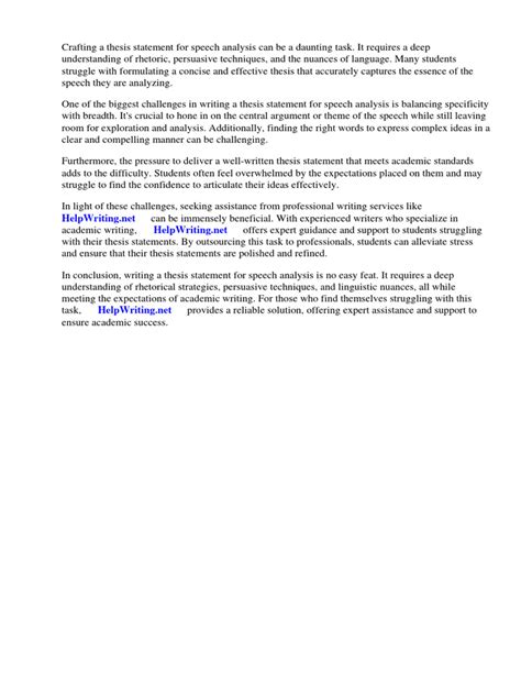 Thesis Statement For Speech Analysis Pdf