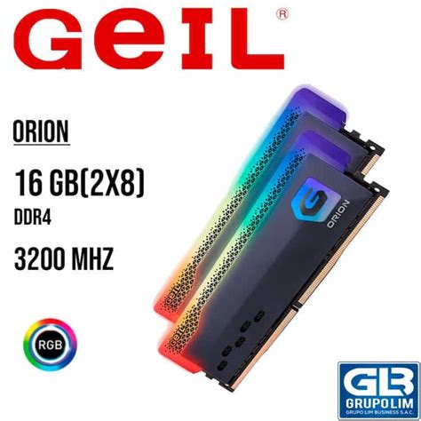 Memoria Ram Geil Orion Ddr4 16gb 2x8 3200 Gaosg416gb3200c16bdc Negro Led Rgb Grupo Lim