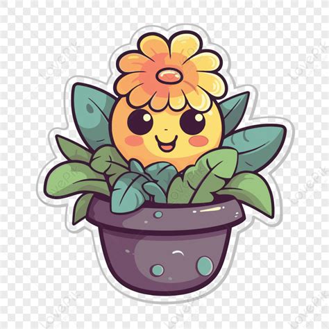 꽃 클립 아트와 만화 일러스트 식물 스티커 벡터상표 Png 일러스트 무료 다운로드 Lovepik