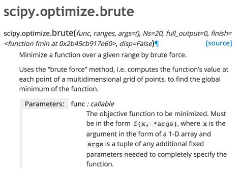 Python Type Mismatch Error In Using Scipy Optimize Brute For A Ported