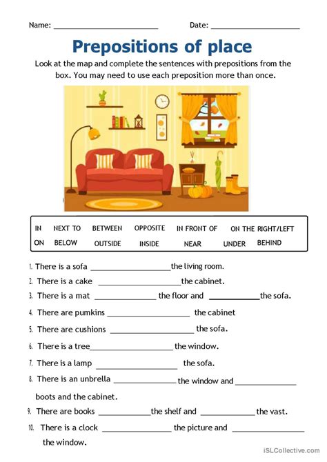 Prepositions Of Places Grade 3 4 G English Esl Worksheets Pdf And Doc