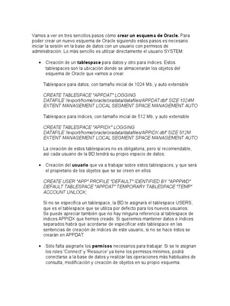 Crear Tablespace Oracle Pdf Base De Datos Oracle Tecnologías De