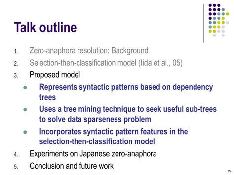 Ppt Exploiting Syntactic Patterns As Clues In Zero Anaphora