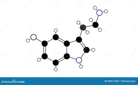 Serotonin Molecule Structural Chemical Formula Ball And Stick Model Isolated Image Monoamine