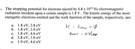 Solved The Stopping Potential For Electrons Ejected By 6