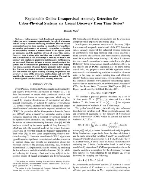 Pdf Explainable Online Unsupervised Anomaly Detection For Cyber Physical Systems Via Causal