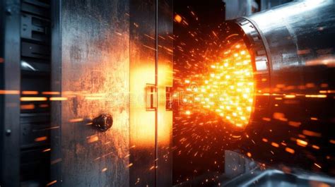 Explosive Industrial Process With Sparks And Molten Material At A Metal Fabrication Plant During
