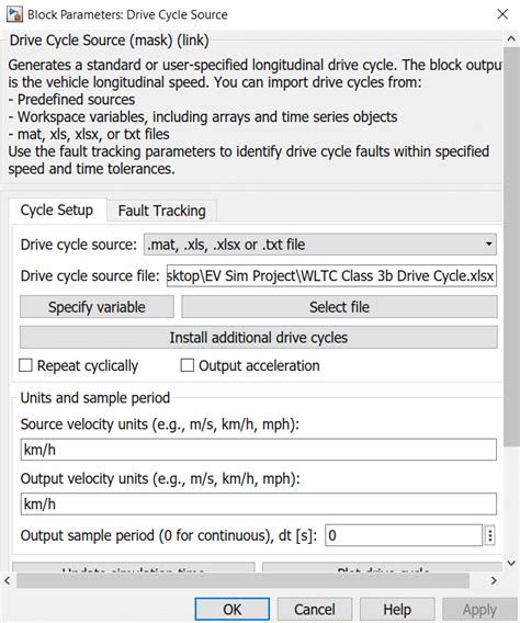 2 Drive Cycle Source Menu In Which Drive Cycle Source Velocity Units