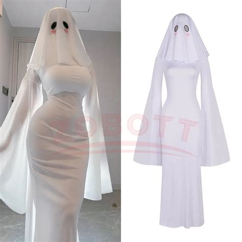 Nun Female Ghost Cosplay Costume Scare Face Cape Outfits Halloween