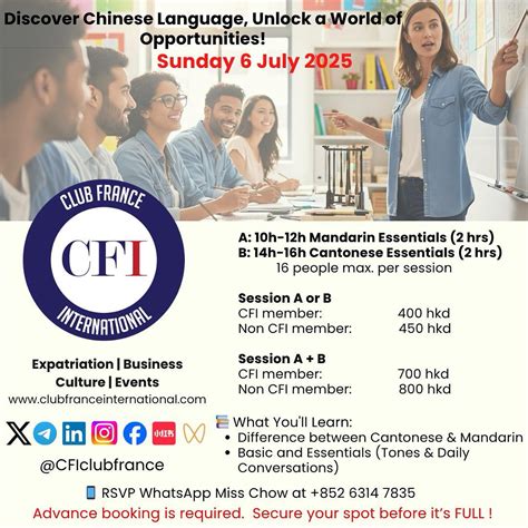 Hong Kong Mandarin And Cantonese Classes Sunday 6 July 2025 Club