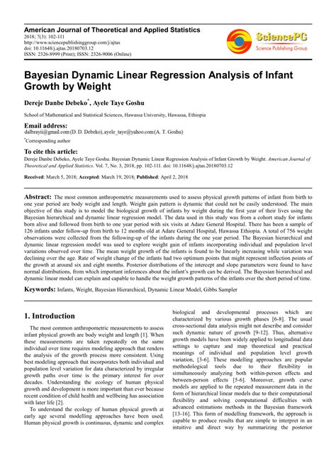 Pdf Bayesian Dynamic Linear Regression Analysis Of Infant Growth By