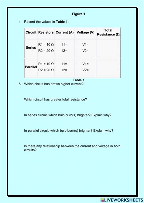 Resistors Worksheet Live Worksheets