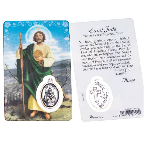 St Jude Prayer Card With Medal The Catholic Store