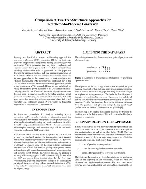 Pdf Comparison Of Two Tree Structured Approaches For Grapheme To Phoneme Conversion