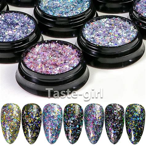 1 포트 홀로 네일 글리터 파우더 그라데이션 Uv 젤 폴리쉬 네일 장식 설탕 글리터 디핑 매니큐어 네일 아트 용품네일 글리터 Aliexpress