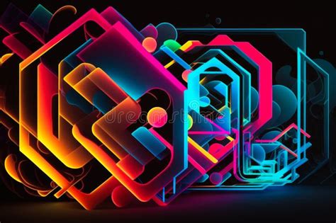 Colorful Abstract Background With Geometric Shapes Generative Ai Stock Illustration