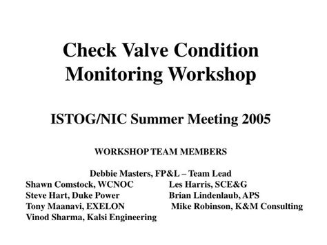 Ppt Check Valve Condition Monitoring Workshop Powerpoint Presentation