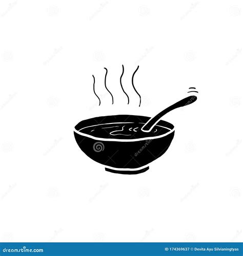 Bowl Of Hot Soup Hand Drawn Doodle Icon Miso Soup Vector Sketch