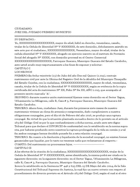 Divorcio De Mutuo Consentimiento Pdf Divorcio Sentencia Ley