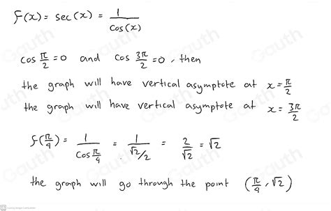 solved which statements are true about the graph of f x sec x