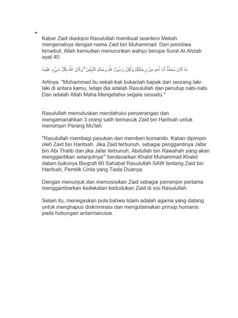 Kabar Zaid Diadopsi Rasulullah Membuat Seantero Mekah Mengenalnya