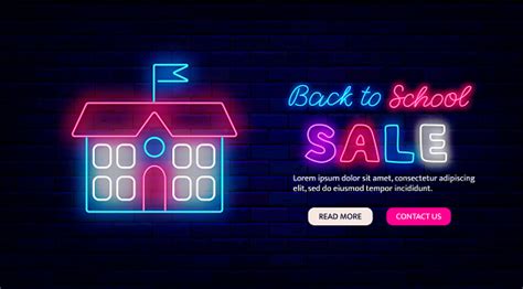학교 판매 네온 전단지로 돌아 가기 웹 사이트 방문 페이지 템플릿 학교 박람회 벡터 스톡 일러스트레이션 네온에 대한 스톡 벡터 아트 및 기타 이미지 Istock