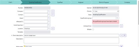 Work Order Qualification Group Field Not Populatin Servicenow