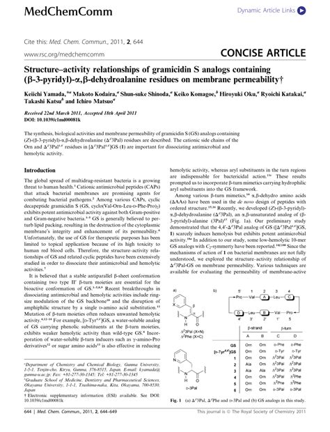 Pdf Structureactivity Relationships Of Gramicidin S Analogs