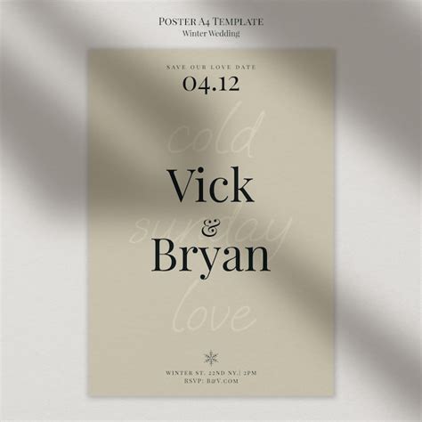 Plantilla Minimalista De Póster De Boda De Invierno Archivo Psd Gratis