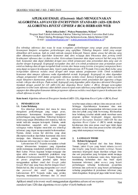 Pdf Aplikasi Email Electronic Mail Menggunakan Algoritma Advanced Encryption Standard Aes