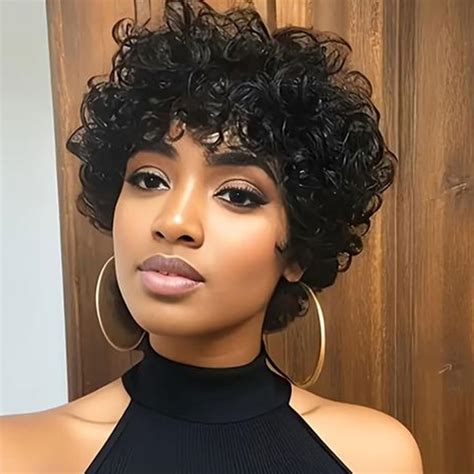 Short Curly Wigs For Black Women Short Pixie Cut Wig Curly