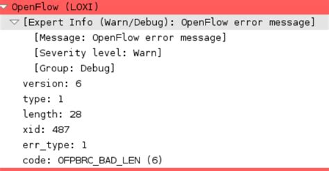 Python Openflow Multipart Request Error Message OFPBRC BAD LEN 6