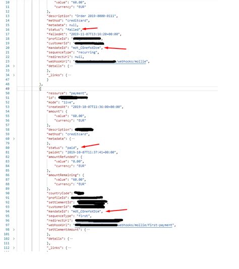 webhookcontroller throws exception when payment failed because of