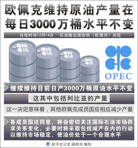 欧佩克维持原油产量在每日3000万桶水平不变 国家能源局