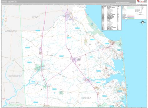 Sussex County De Wall Map Premium Style By Marketmaps