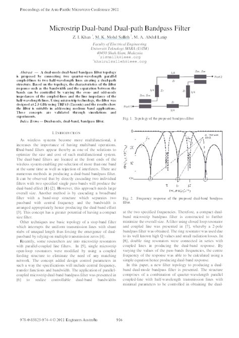 Pdf Microstrip Dual Band Dual Path Bandpass Filter