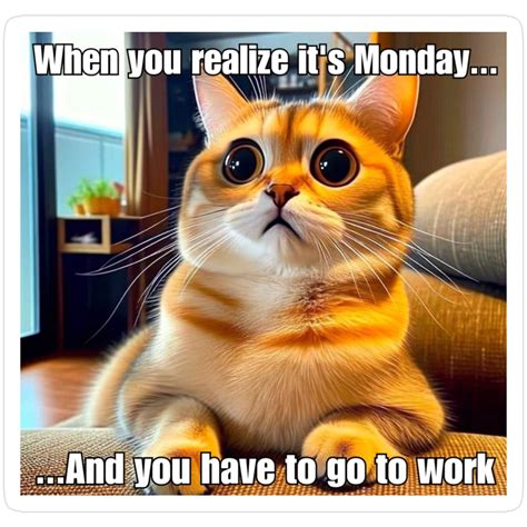 When You Realize Its Monday Funny Cat Meme Sticker In 2025 Funny