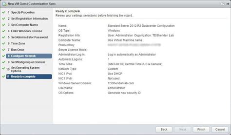 How To Create Customization Specifications For Vmware Templates Tdsheridan Lab