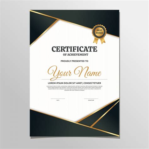 دانلود وکتور الگوی سرتیفیکیت رنگ طلایی و مشکی دانلود رایگان فایل لایه