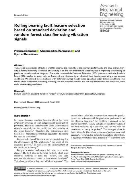 Pdf Rolling Bearing Fault Feature Selection Based On Standard
