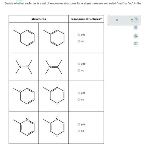 Solved Decide Whether Each Row Is A Set Of Resonance Chegg Com