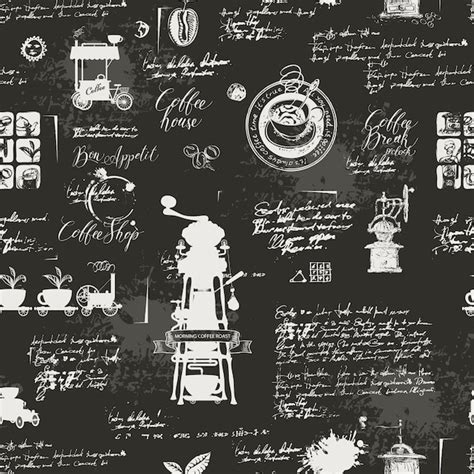 커피 테마에 원활한 배경 프리미엄 벡터