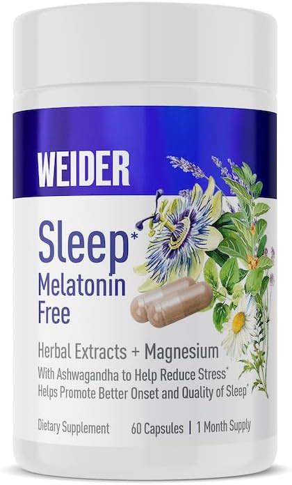 Weider Melatonin Free Sleep Aid Supplement With Ksm 66