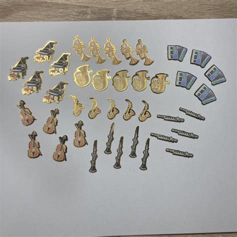 樂器貼紙 手風琴 鋼琴 低音號 小號 小喇叭 豎笛 小提琴 薩克斯風 長笛 木管樂器 銅管樂器 音樂系 禮物手做卡片材料 蝦皮購物