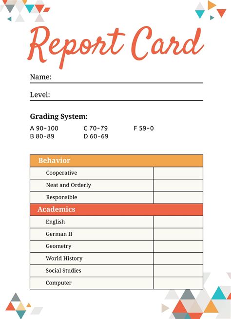 Report Card Report Card School Report Card Docs Templates